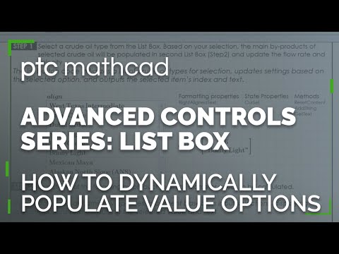 How to Dynamically Populate Value Options with List Boxes | Mathcad Pr